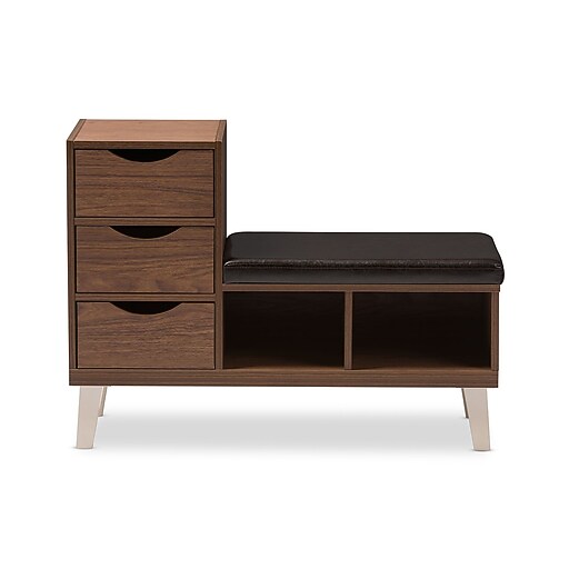 Baxton Studio Arielle 35.1'' W x 15.21'' D Shoe Cabinet, Walnut Brown ...