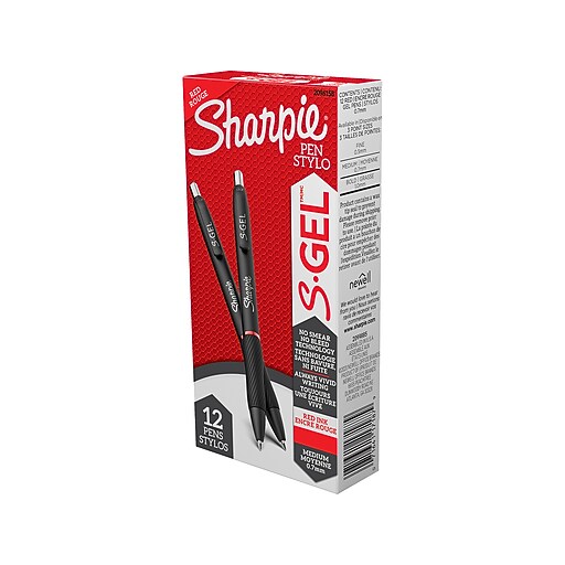 Sharpie S-Gel Retractable Gel Pen, Medium Point, Red Ink, Dozen ...