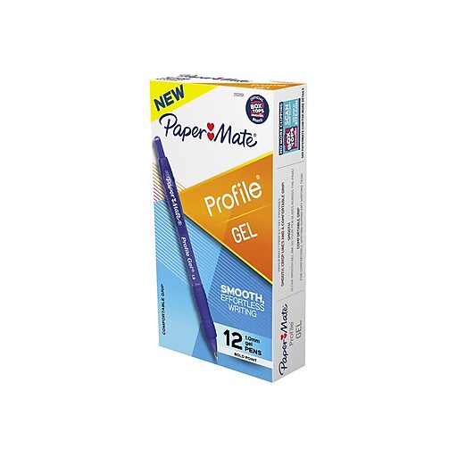 Paper Mate Profile Retractable Gel Pen, Bold Point, Blue Ink, Dozen ...