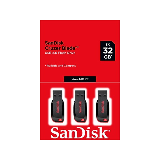 SanDisk Cruzer Blade 32GB USB 2.0 Flash Drive, 3/Pack (SDCZ50-032G-G46T ... SanDisk Cruzer Blade 32GB USB 2.0 Flash Drive, 3/Pack (SDCZ50-032G-G46T ...