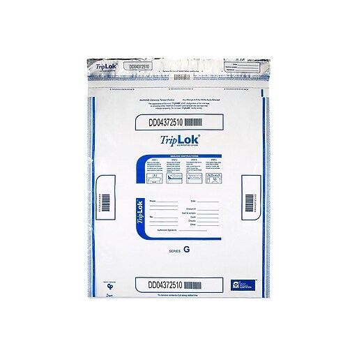 CONTROLTEK TripLOK Series G Tamper-Evident Deposit Bags, Clear, 50/Pack ...