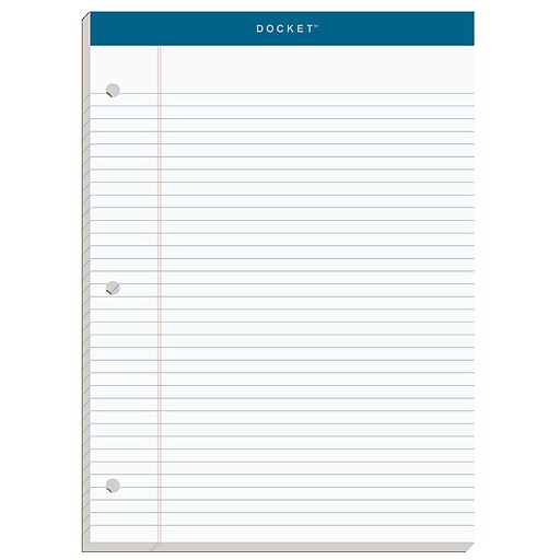 TOPS Double Docket Notepad, 8.5" x 11.75", College, White, 100 Sheets ...