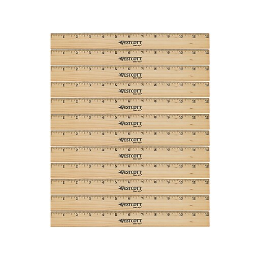 Westcott® 12" Scale Wood Ruler, Beige, 12/Pack (17720) | Staples