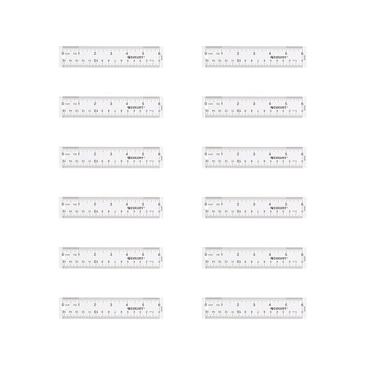 Westcott 6" Plastic Standard Ruler, Clear, 12/Box (17723) | Staples