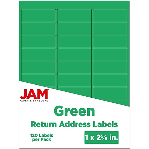 JAM Paper Laser/Inkjet Mailing Address Label, 1" x 2 5/8", Green, 30 ...