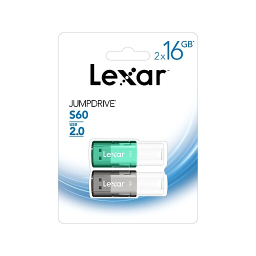 Lexar JumpDrive S60 16GB USB 2.0 Flash Drive, 2/Pack (LJDS60-16GB2NNU ...