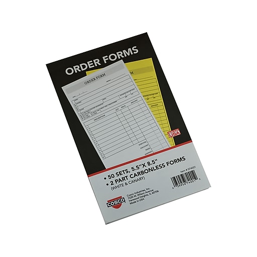Cosco Simple 2-Part Carbonless Work Orders, 5.5" x 8.5", 50 Sets/Book ...