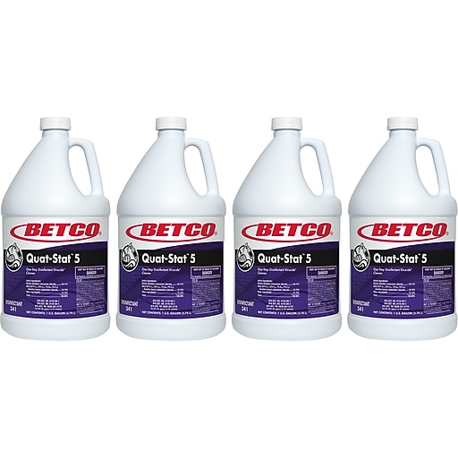 Betco Quat-Stat 5 Disinfectant Liquid Bottle, Lavender, 128 oz., 4 ...