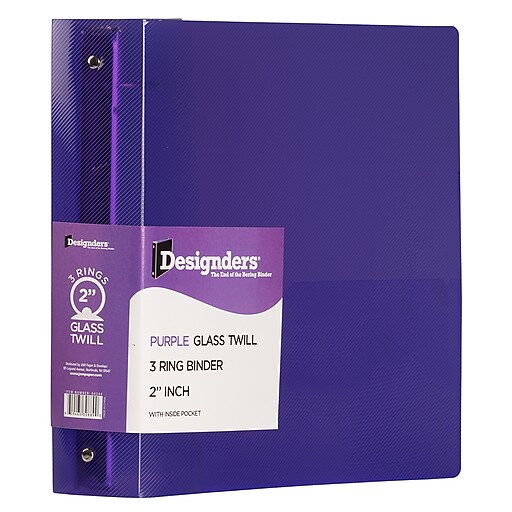 JAM Paper Heavy Duty 2" 3-Ring Flexible Poly Binders, Purple Glass ...