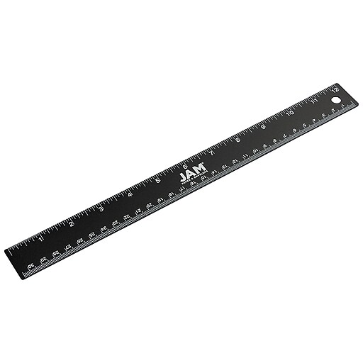 JAM Paper Stainless Steel 12" Ruler, Black (347M12BL) | Staples