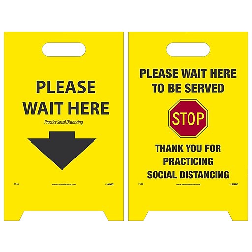 National Marker Double-Sided A-Frame Sign, "Please Wait Here/Please ...