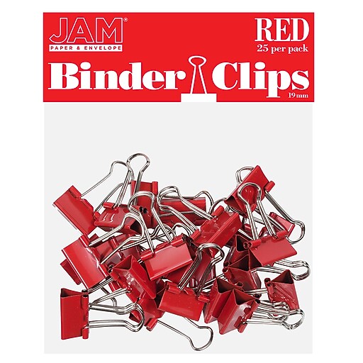 JAM Paper Colored Small Binder Clips, 3/8" Capacity, Red, 25/pack ...