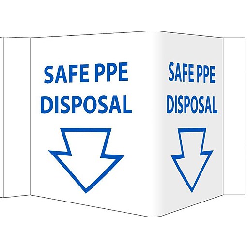 National Marker 3D Wall Sign, "Safe PPE Disposal," 6" x 9", White/Blue ...