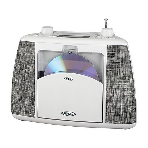 Jensen CD-565 Bluetooth CD/Radio Player, White/Gray (CD-565) | Staples