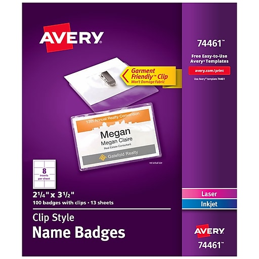 Avery® Top Loading Clip Style Name Badges at Staples Avery® Top Loading Clip Style Name Badges at Staples