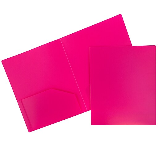 JAM Paper Heavy Duty Two-Pocket Plastic Folders, Fuchsia Pink, 6/Pack ...