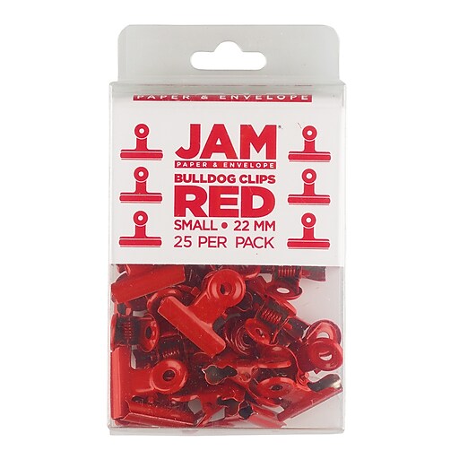 JAM Paper Bulldog Clip, Red, 25/Pack (21632817) | Staples