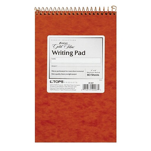 Ampad Gold Fibre Notepad, 5" x 8", College Ruled, White, 80 Sheets/Pad ...
