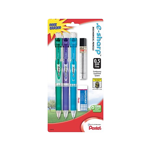 Pentel e-sharp Mechanical Pencils, 0.5mm, #2 Lead, Set (AZ125LZBP3M ...